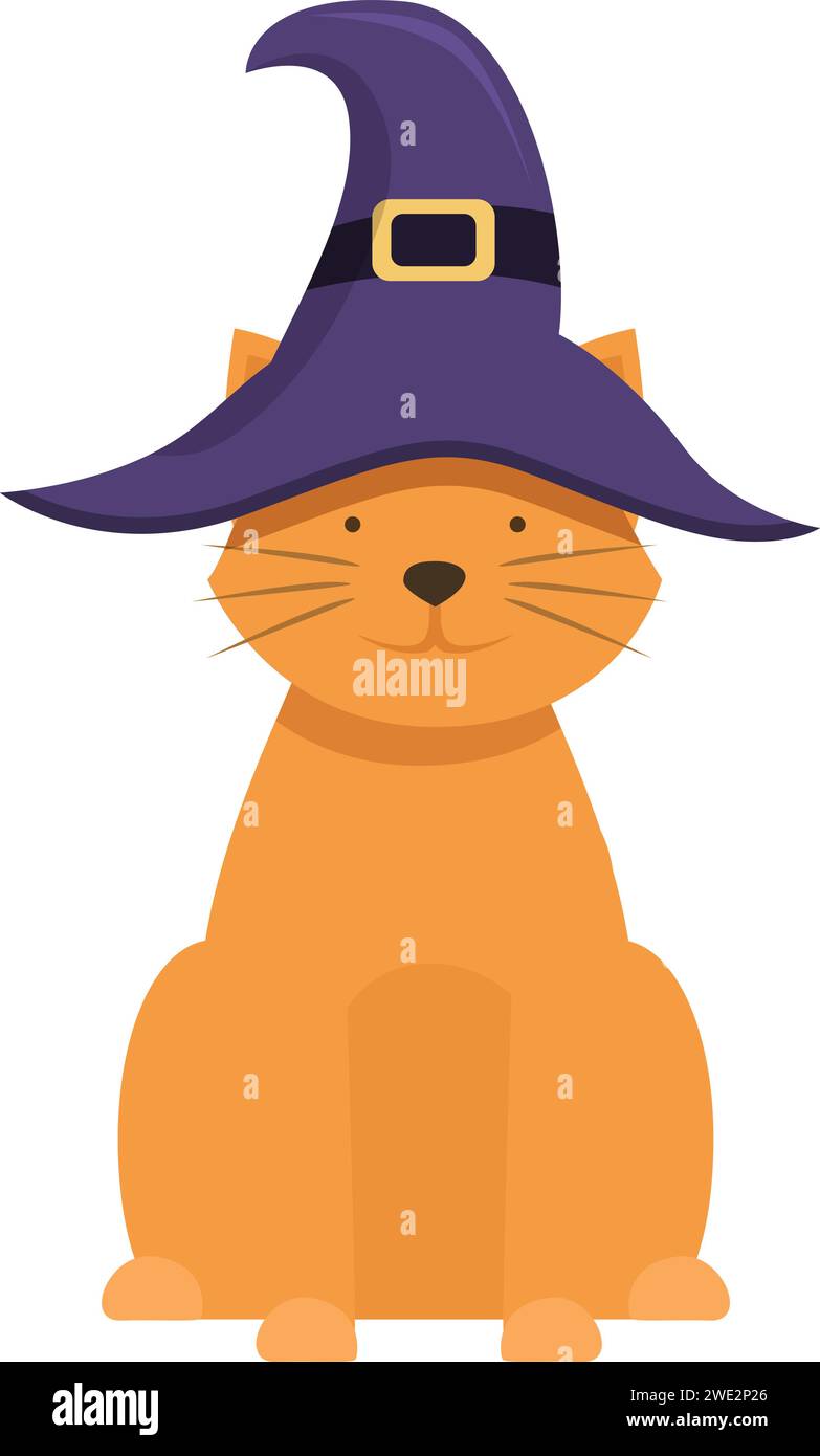 Cute pet with witch hat icon cartoon vector. Halloween party. Animal ...
