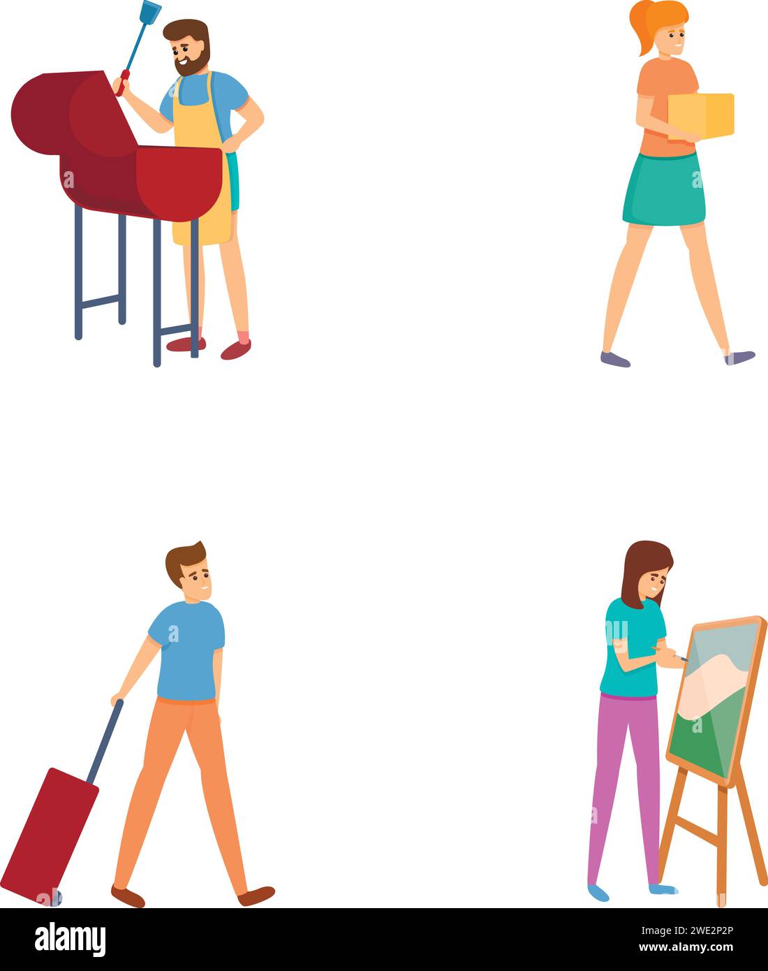 Various occupation icons set cartoon vector. People enjoying different ...