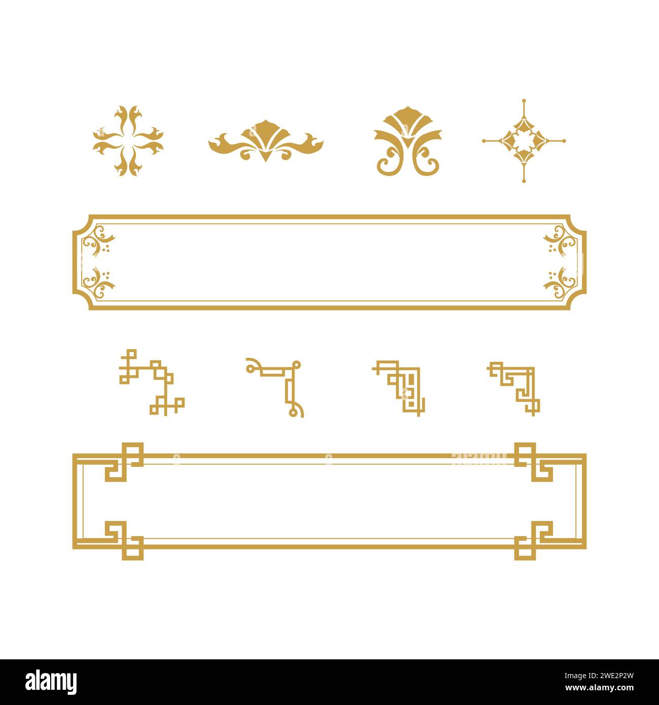 Chinese border vector corner flower classical vector Stock Vector Image ...