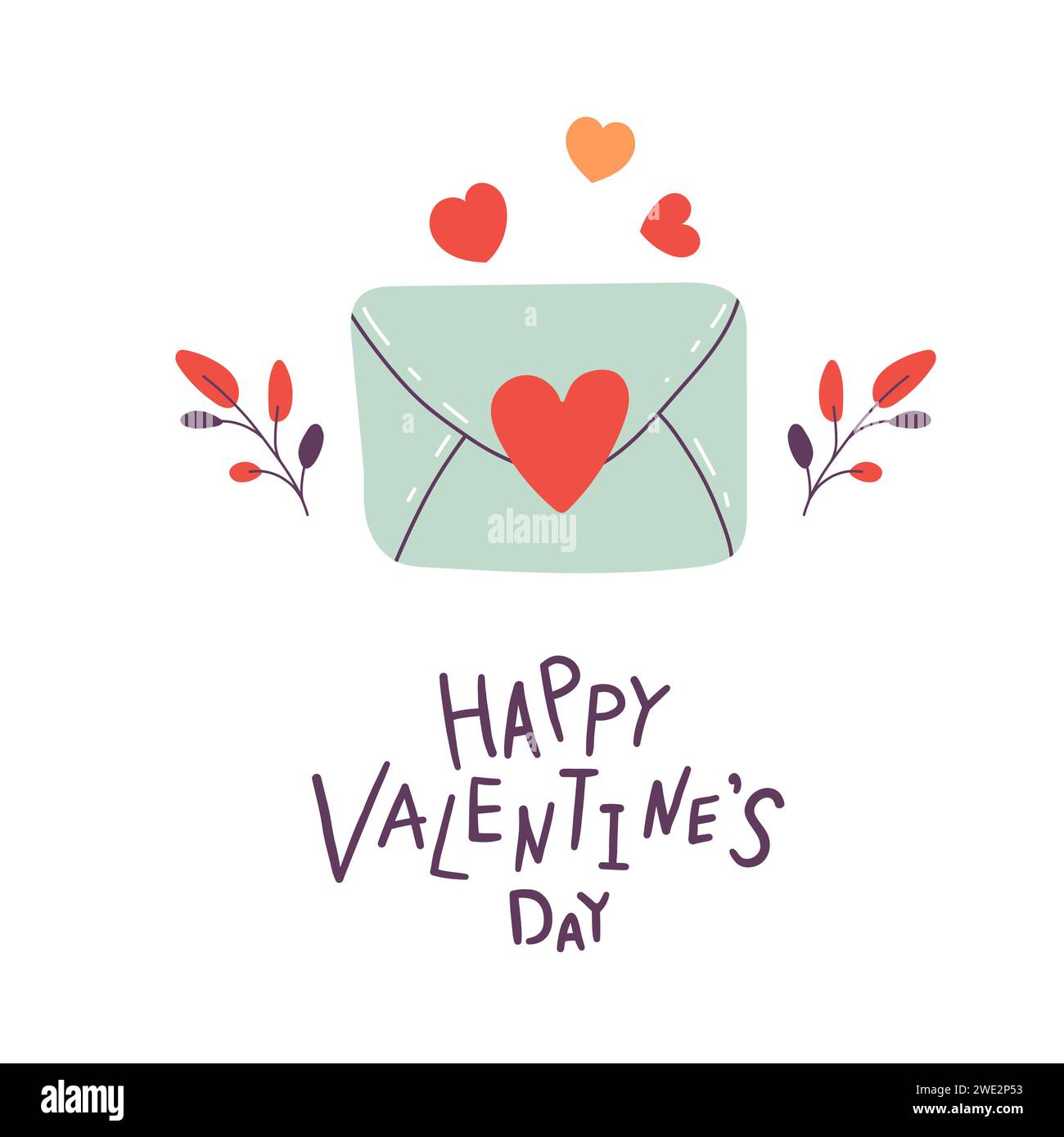 Valentines day card. Letter with heart with declaration of love and ...