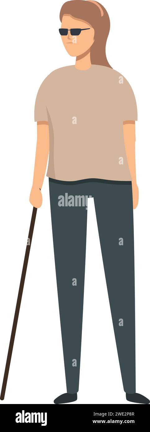 Blind girl icon cartoon vector. People service guide. Person cane Stock ...