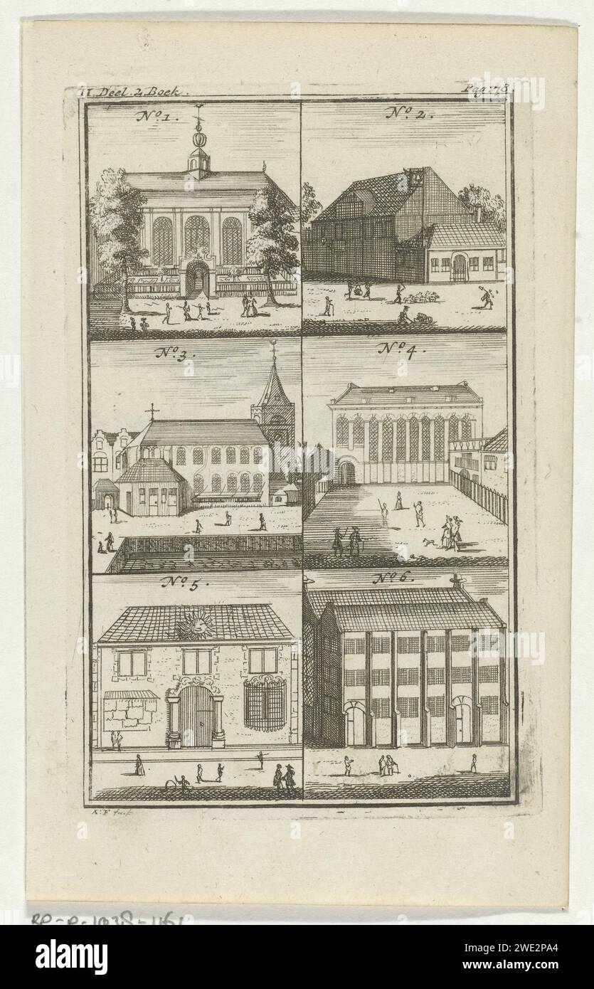 Six different churches in Amsterdam, Anna Folkema, 1723 print Six ...