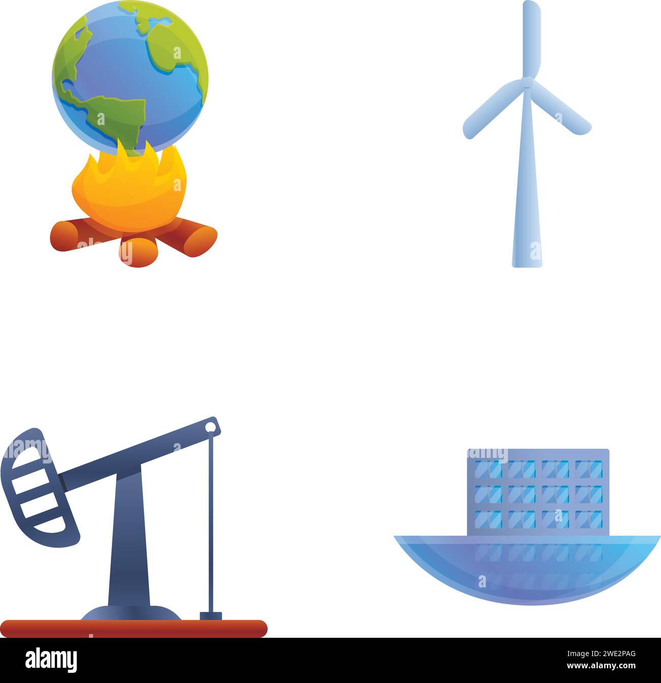 Ecological problem icons set cartoon vector. Planet suffering from ...