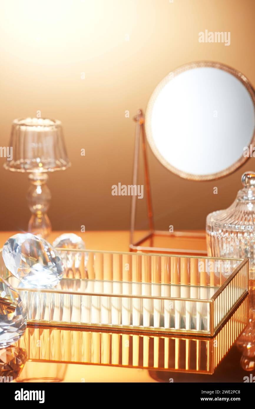 Sparkling and luxurious background to display products with mirrors ...