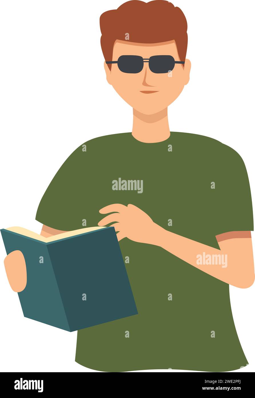 Blind person take book icon cartoon vector. Reading deaf. Able writing ...