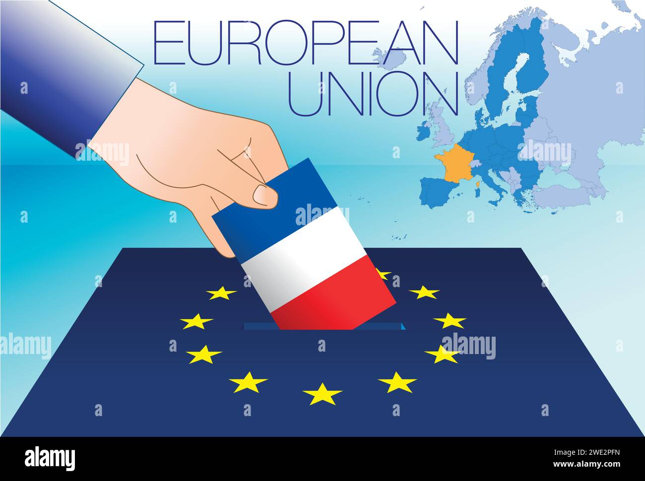 European Union, voting box, European parliament elections, France flag ...