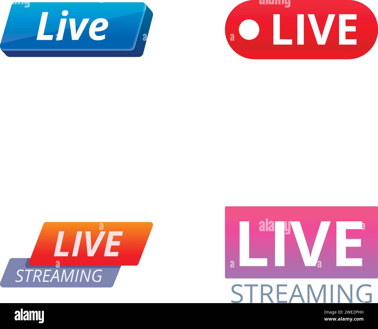Live streaming icons set cartoon vector. Broadcasting video news. Living show technology Stock ...