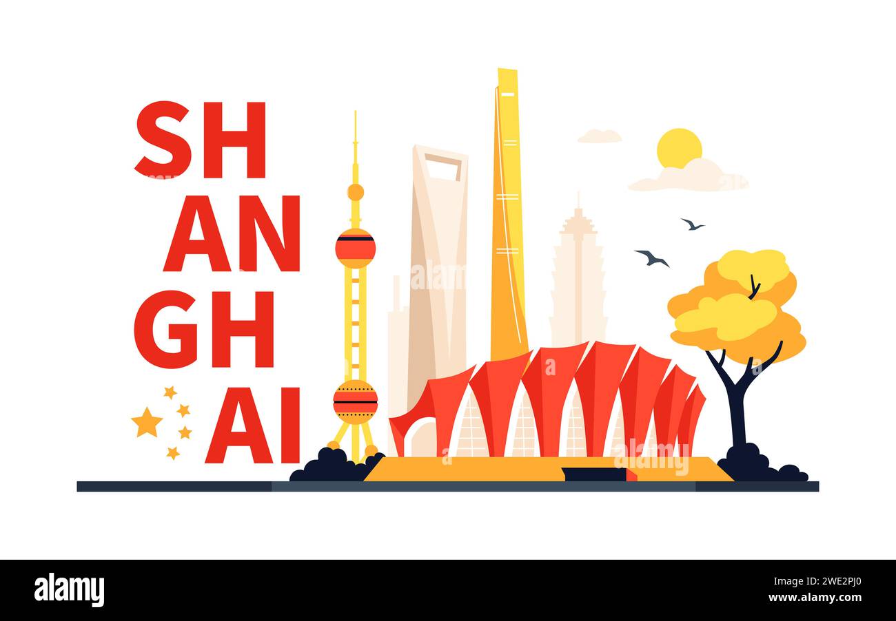 Beautiful view shanghai bund Stock Vector Images - Alamy