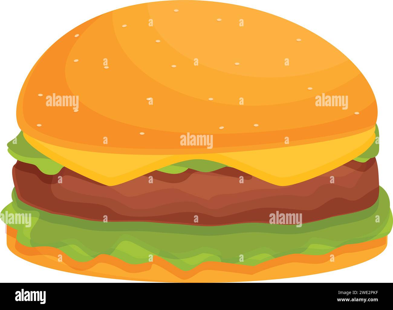 Low burger icon cartoon vector. Bun slice smash. Double cheese Stock ...