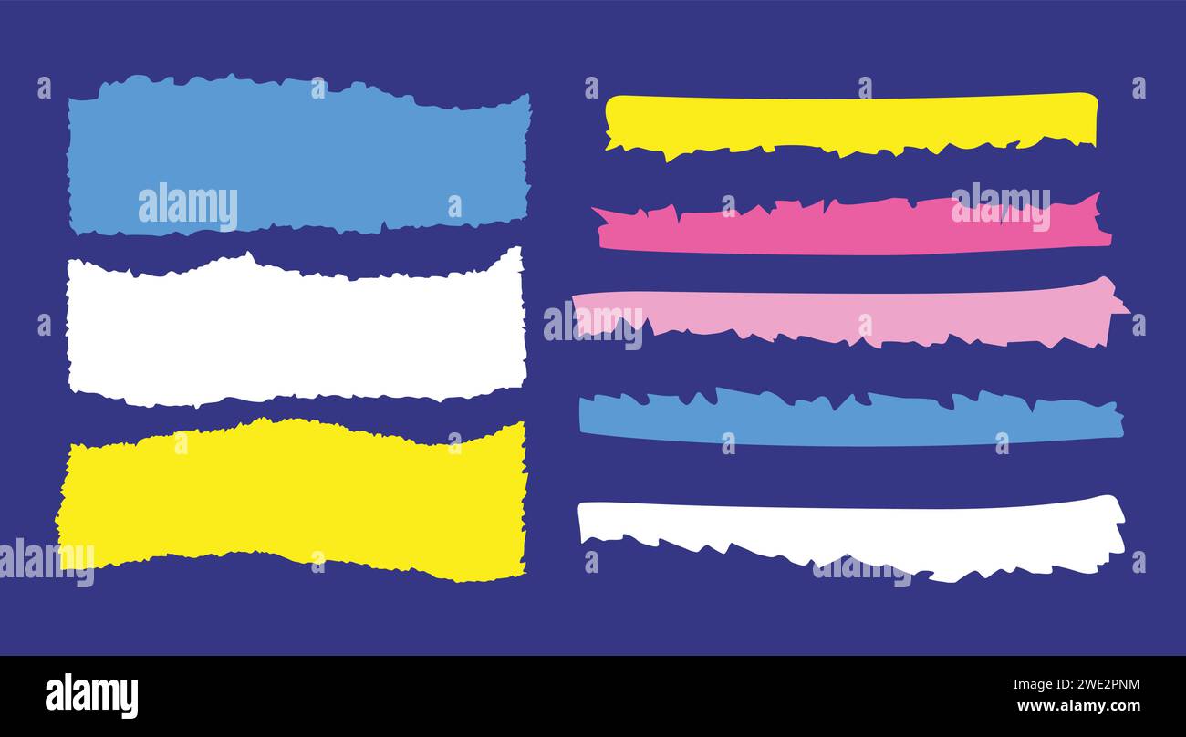 Jagged edge rectangle shapes, frames. Torn paper cut piece collection ...