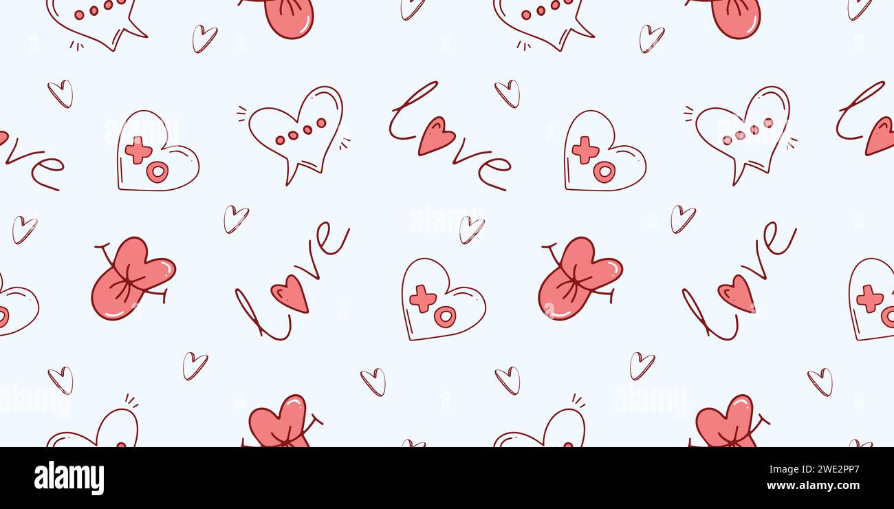 Seamless pattern for Valentine's Day with heart and love elements on a ...