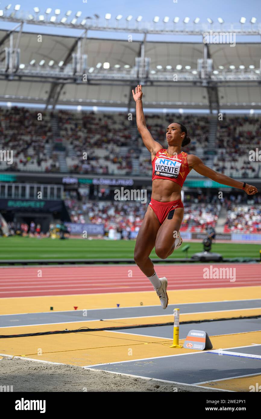 María VICENTE participating in the long jump at the World Athletics ...
