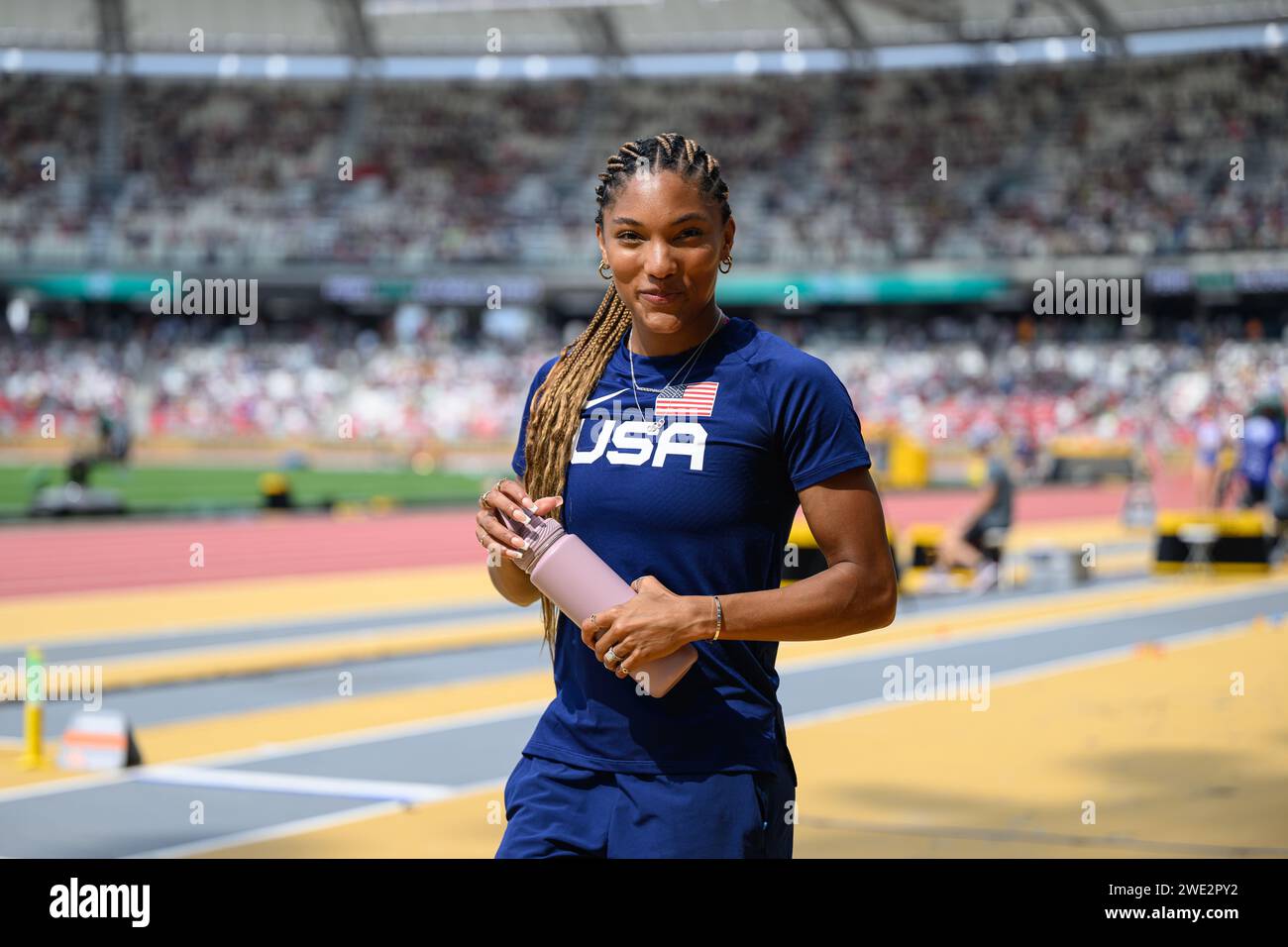 Tara DAVIS participating in the long jump at the World Athletics ...