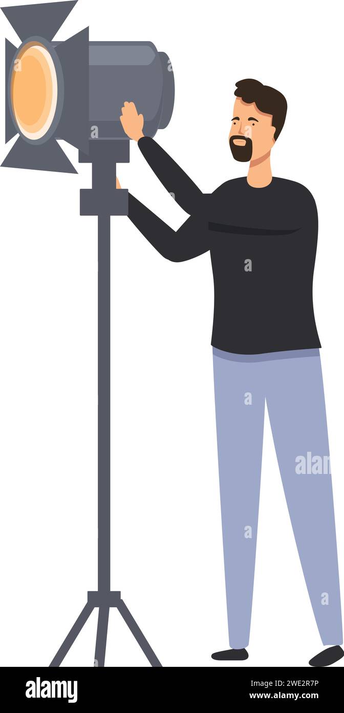 Spotlight host news icon cartoon vector. Studio content. Creation staff ...