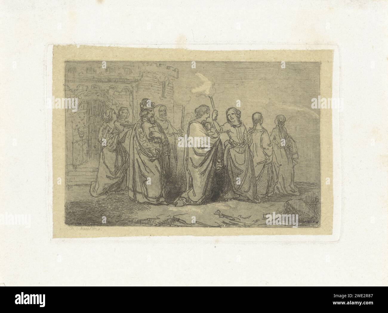 Baptismal procession, Theodoor Schaepkens, 1825 - 1883 print paper ...