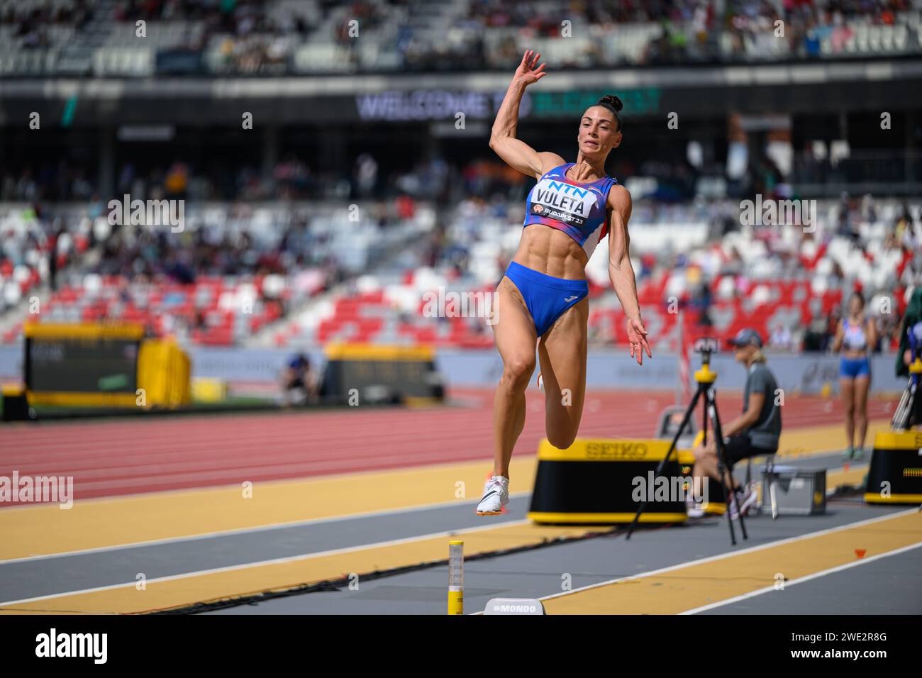 Ivana Vuleta participating in the long jump at the World Athletics ...