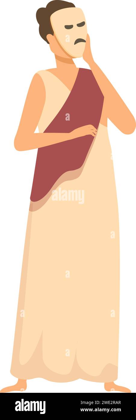 Sad mask ancient woman icon cartoon vector. Italy amphitheater. Arch ...