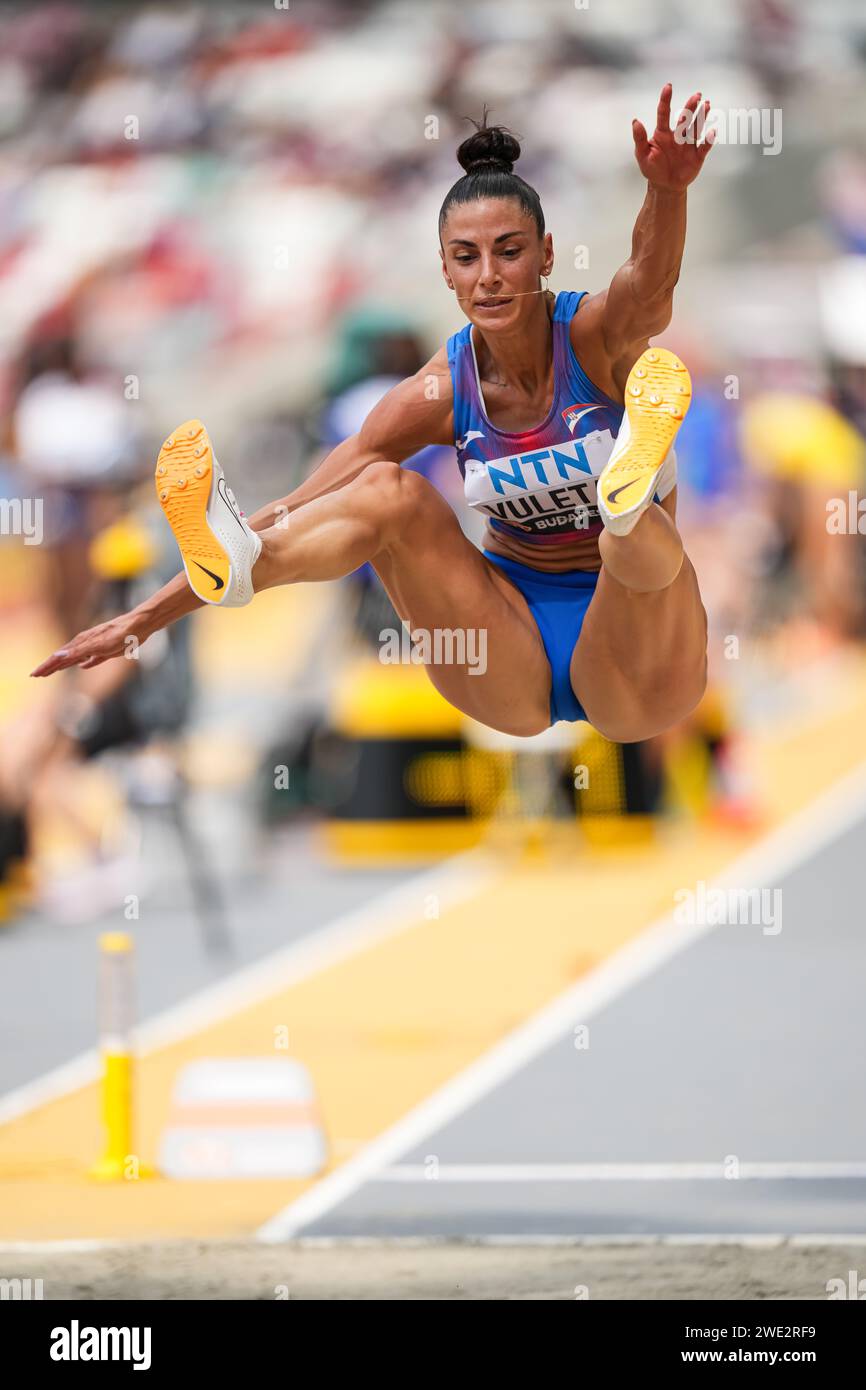 Ivana Vuleta participating in the long jump at the World Athletics ...