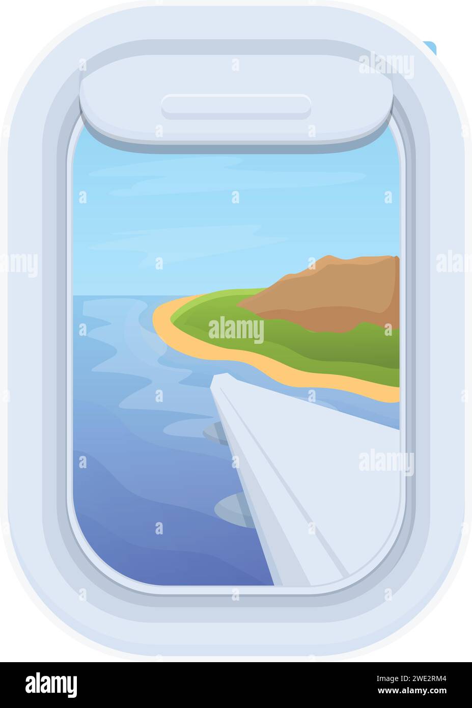 Airplane window view icon cartoon vector. Trip travel sky. Jet vacation ...