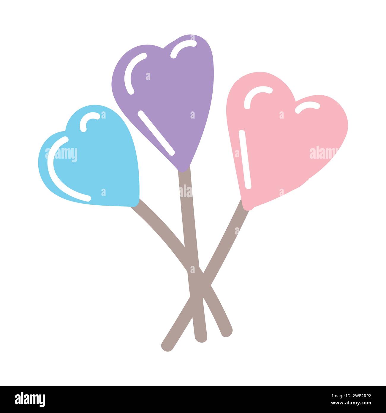 Multi colored hearts on a stick. Vector illustration isolated on white ...
