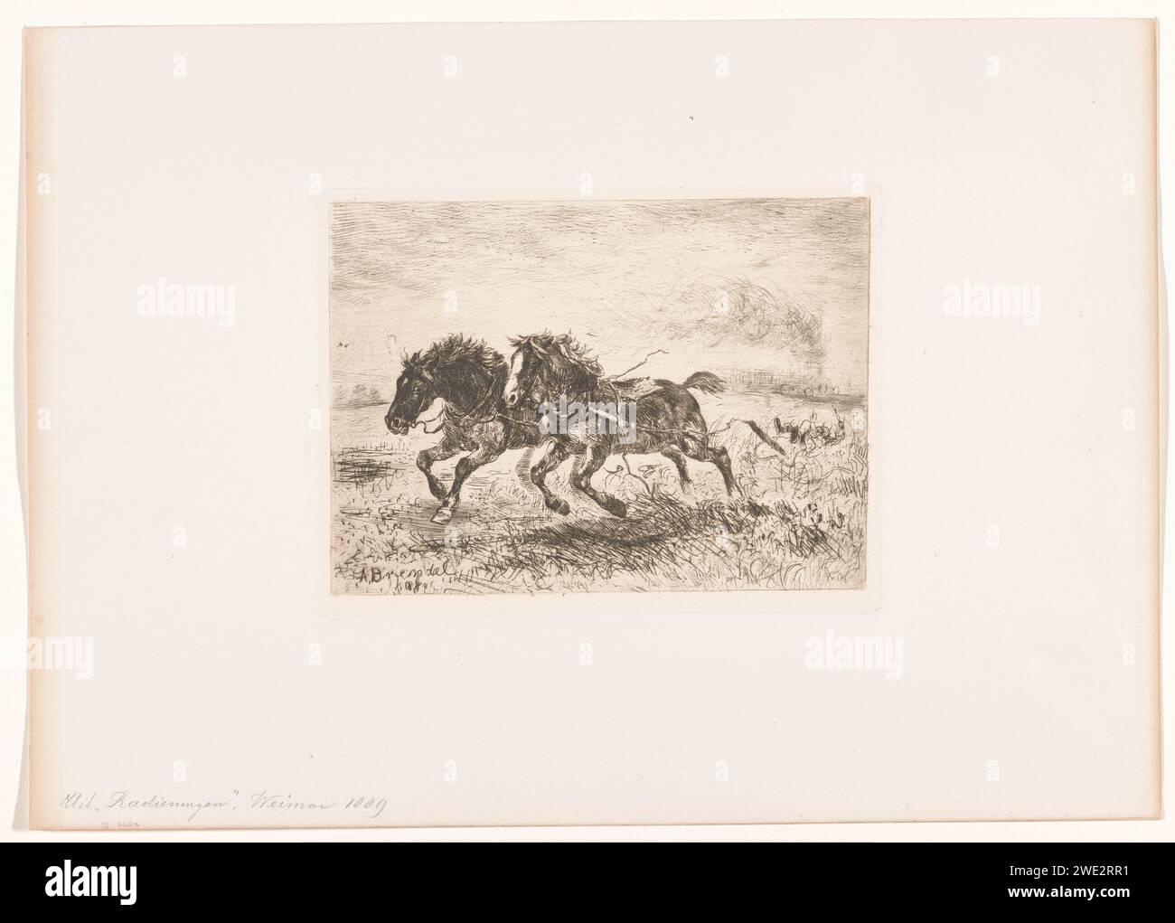 Break Span Horses, Albert Heinrich Brendel, 1889 print The horses may ...