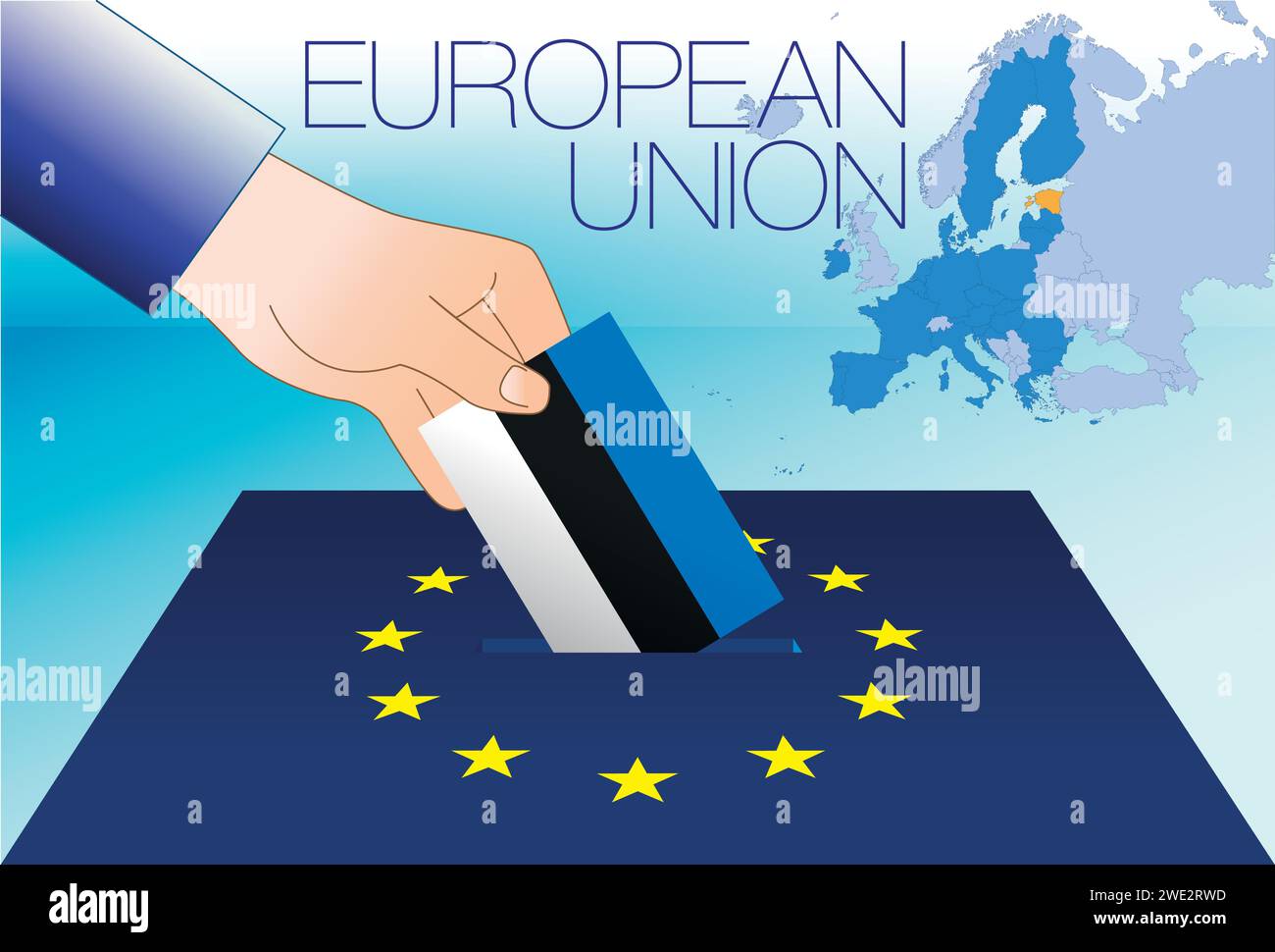 European Union, voting box, European parliament elections, Estonia flag ...