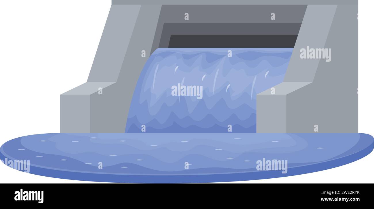 Hydro power station dam icon cartoon vector. Water plant. Fall water ...