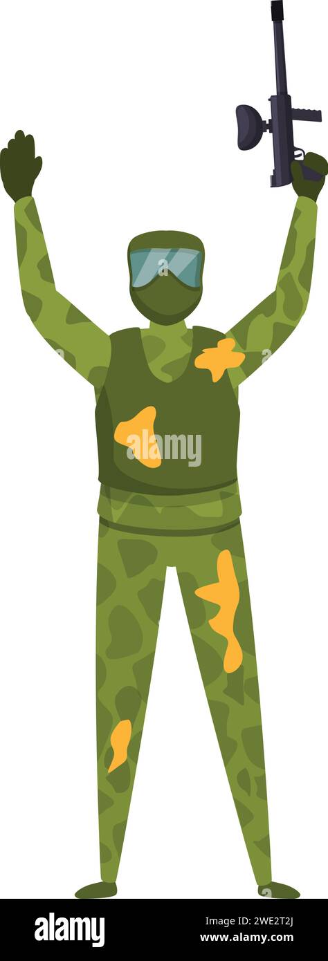 Paintball player icon cartoon vector. Extreme shooting. Aim ball battle ...