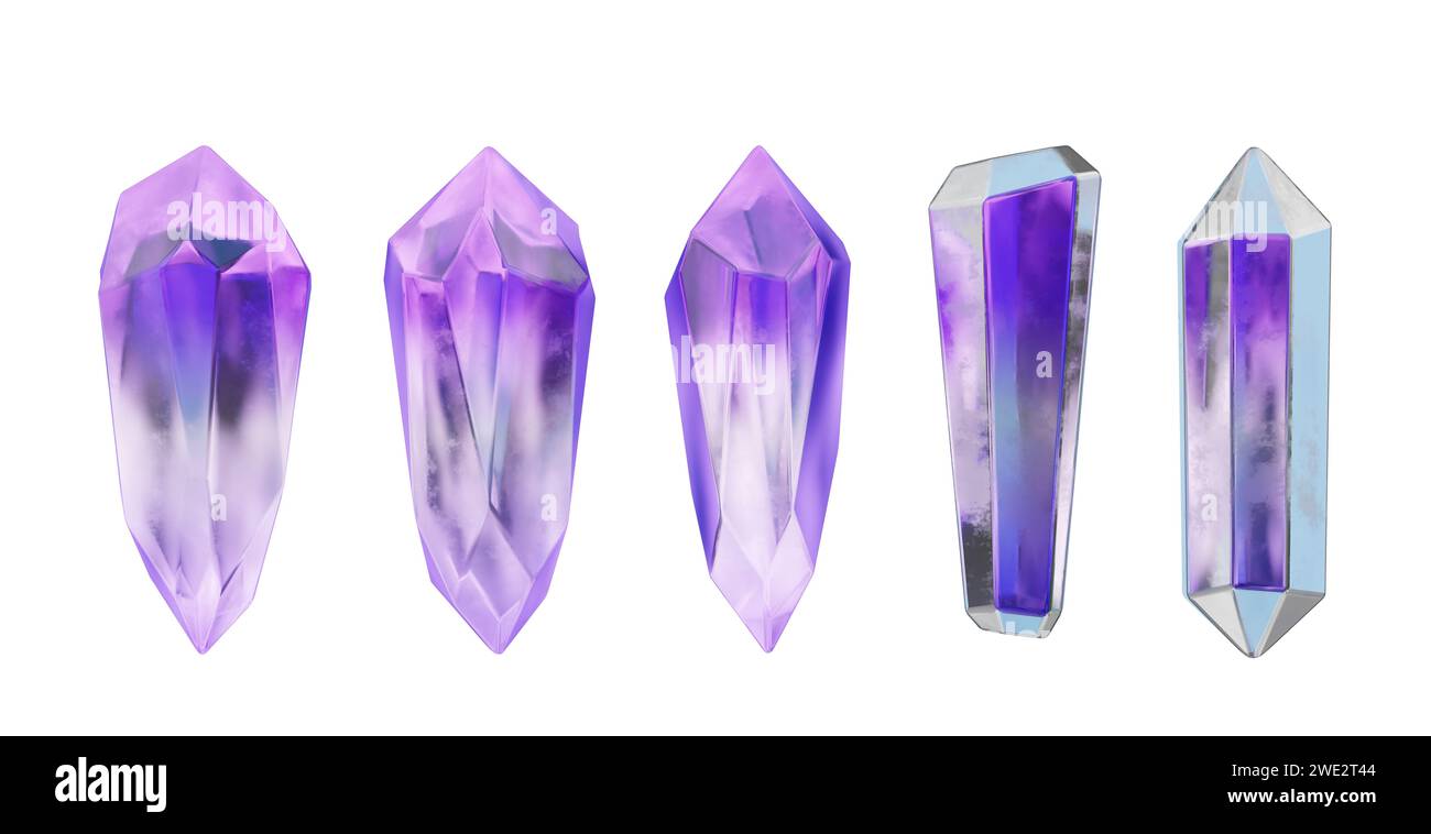 Crystal geometry shape set isolated on white background 3d rendering ...
