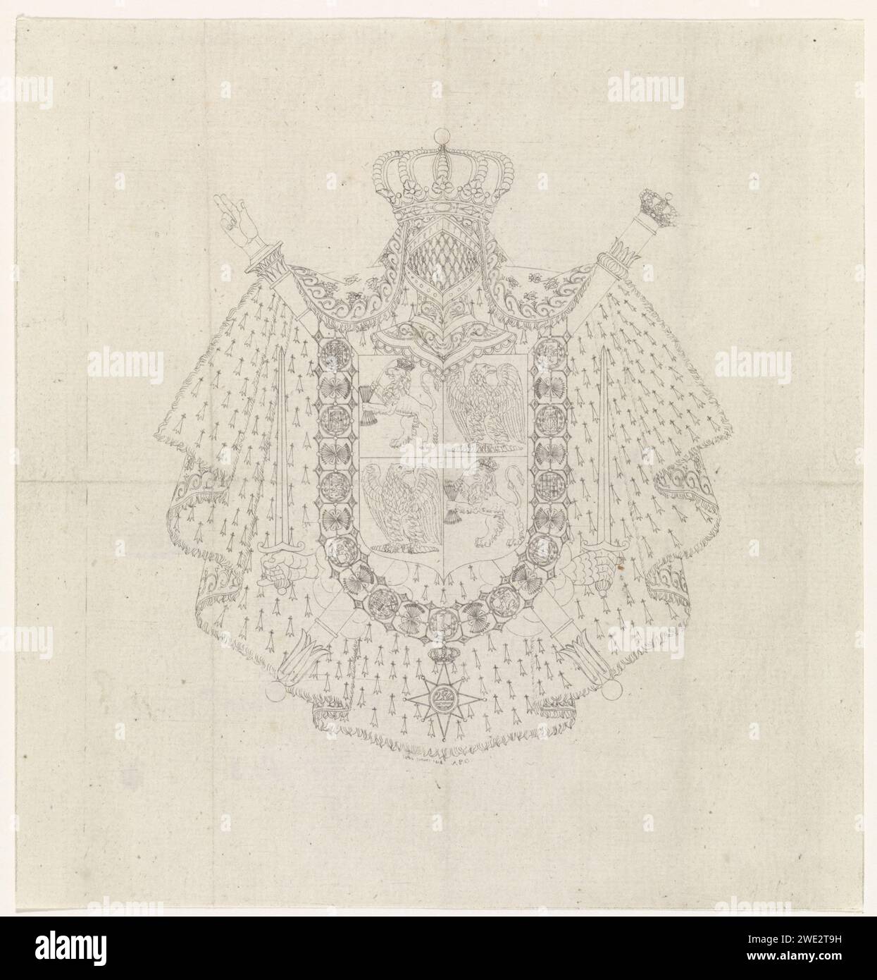 Design of the coat of arms of Lodewijk Napoleon, Alphonse Pierre Giraud ...