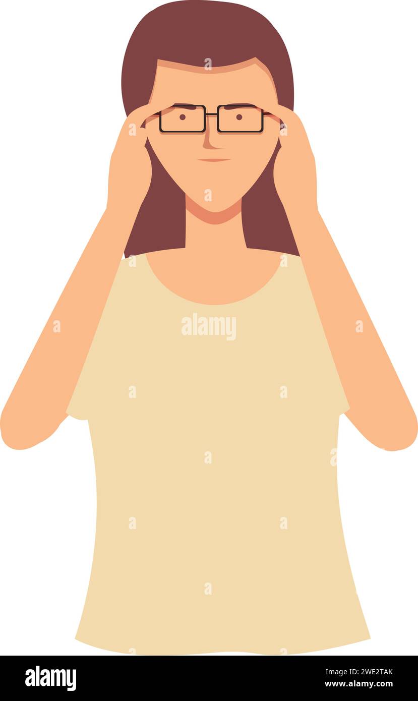 Woman take glasses icon cartoon vector. Care visual eye. Tactile shades ...