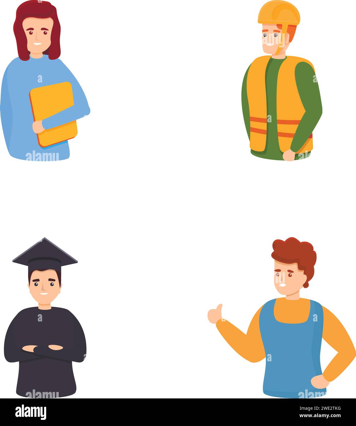 Career icons set cartoon vector. People various profession and ...