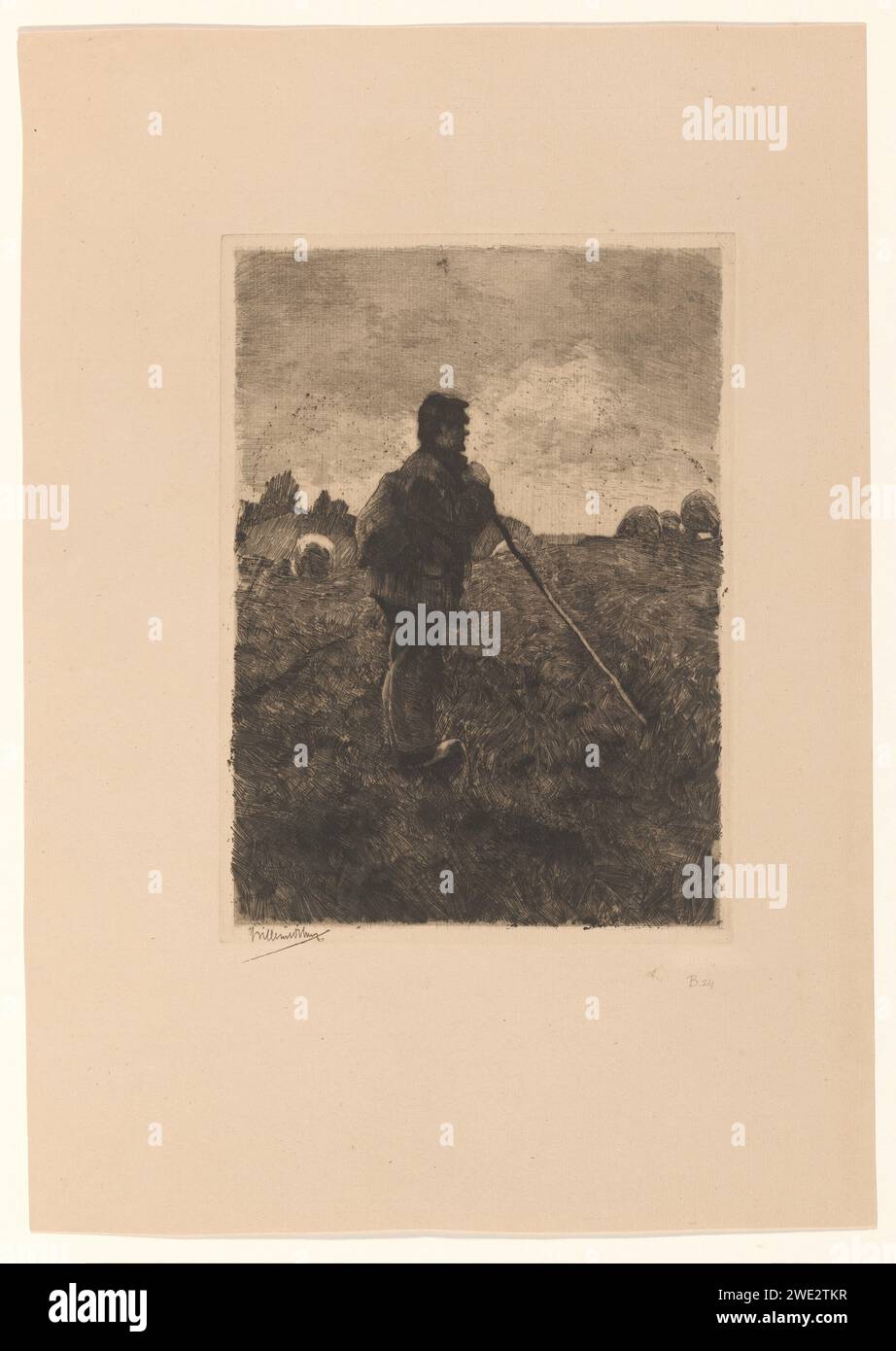 Schaapherder who leans on his staff, Willem Witsen, 1886 print ...