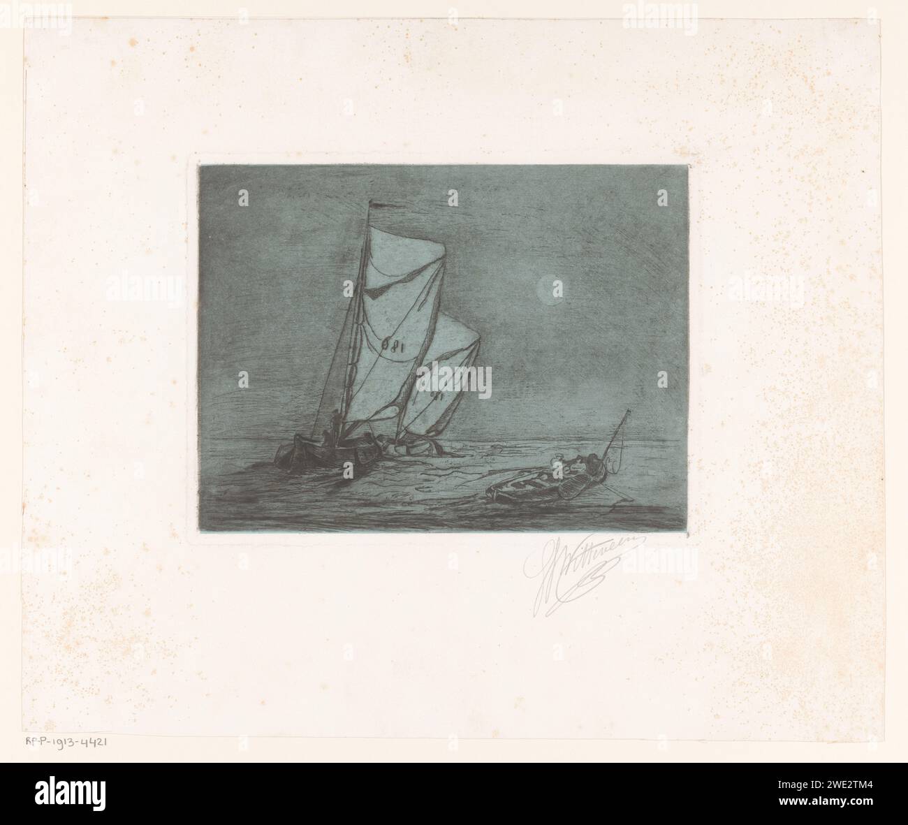 Seascape with ships, G.J. Witteveen, c. 1850 - 1913 print paper ...