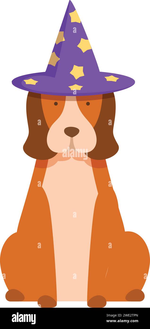 Magic hat dog icon cartoon vector. Animals card. Funny pet puppy Stock ...