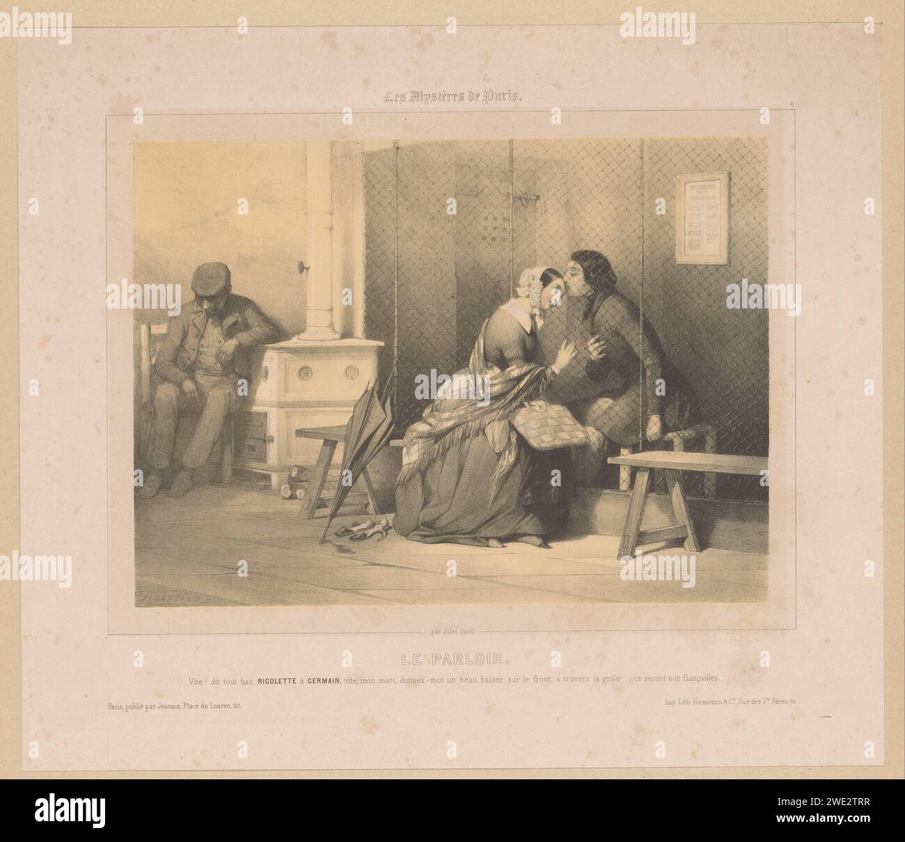 Rigolette visits François Germain in prison, Jules David (1808-1892 ...