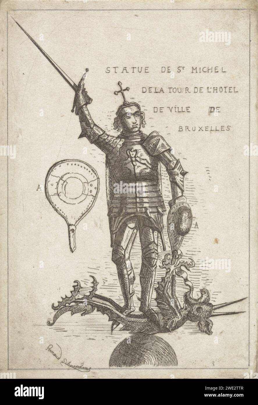 Michaël beats De Draak, Arnoud Schaepkens, After Maarten van Rode, 1831 ...