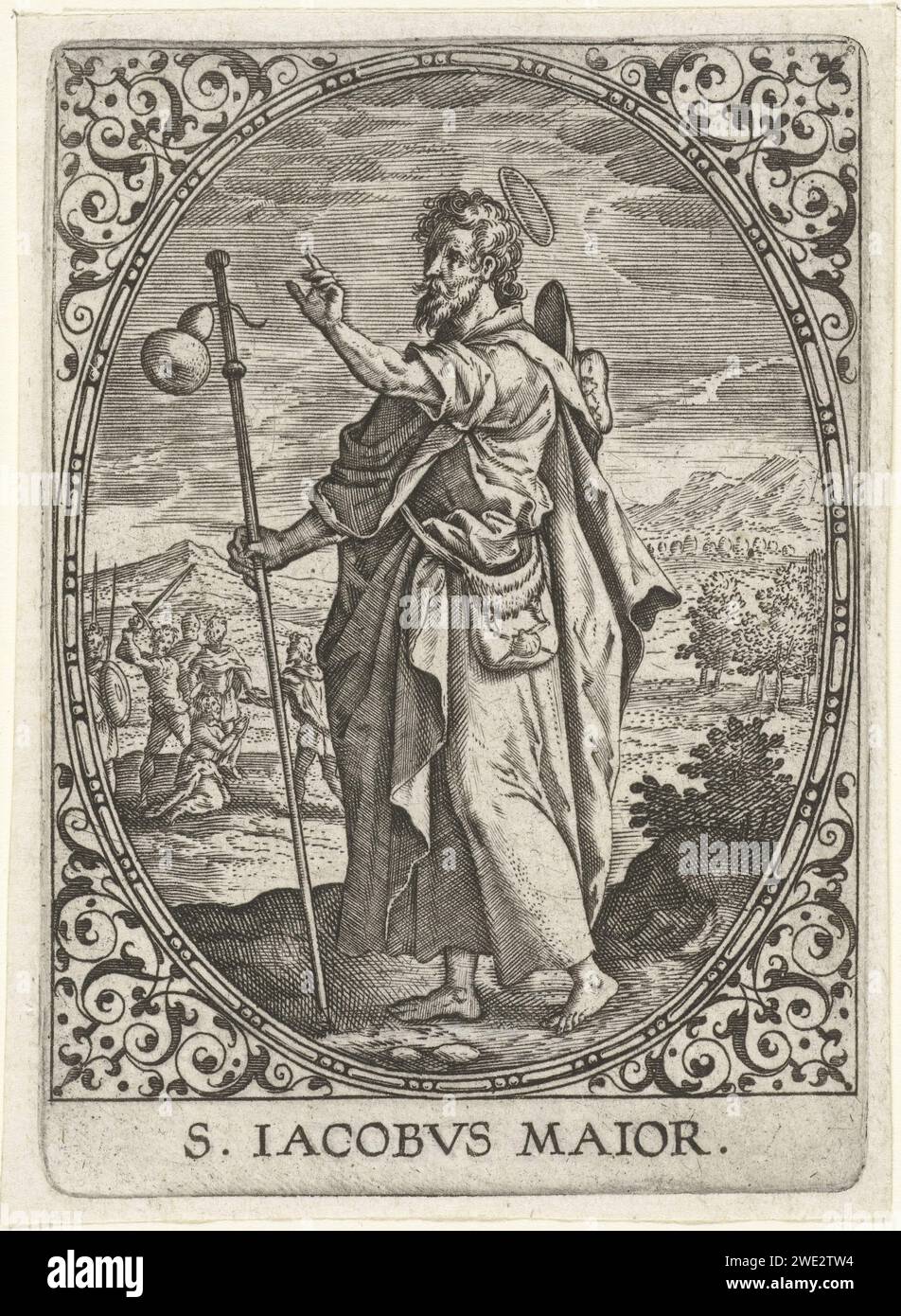 Holy Jakobus de Memper, Adriaen Collaert, 1570 - 1618 print The Apostle ...