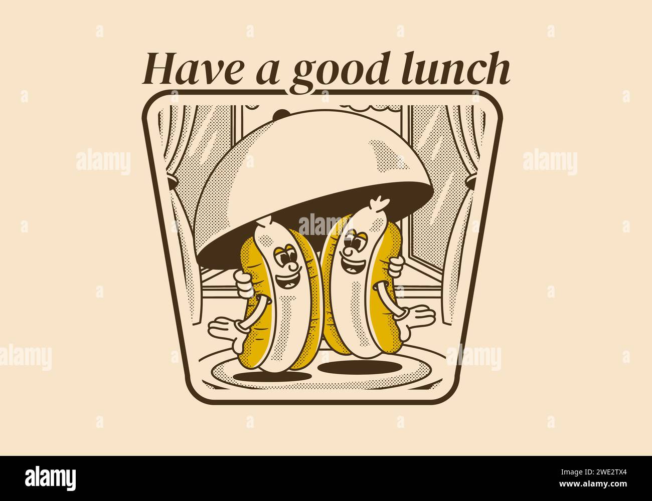 Have a good lunch. Mascot character illustration of two hot dog on the ...