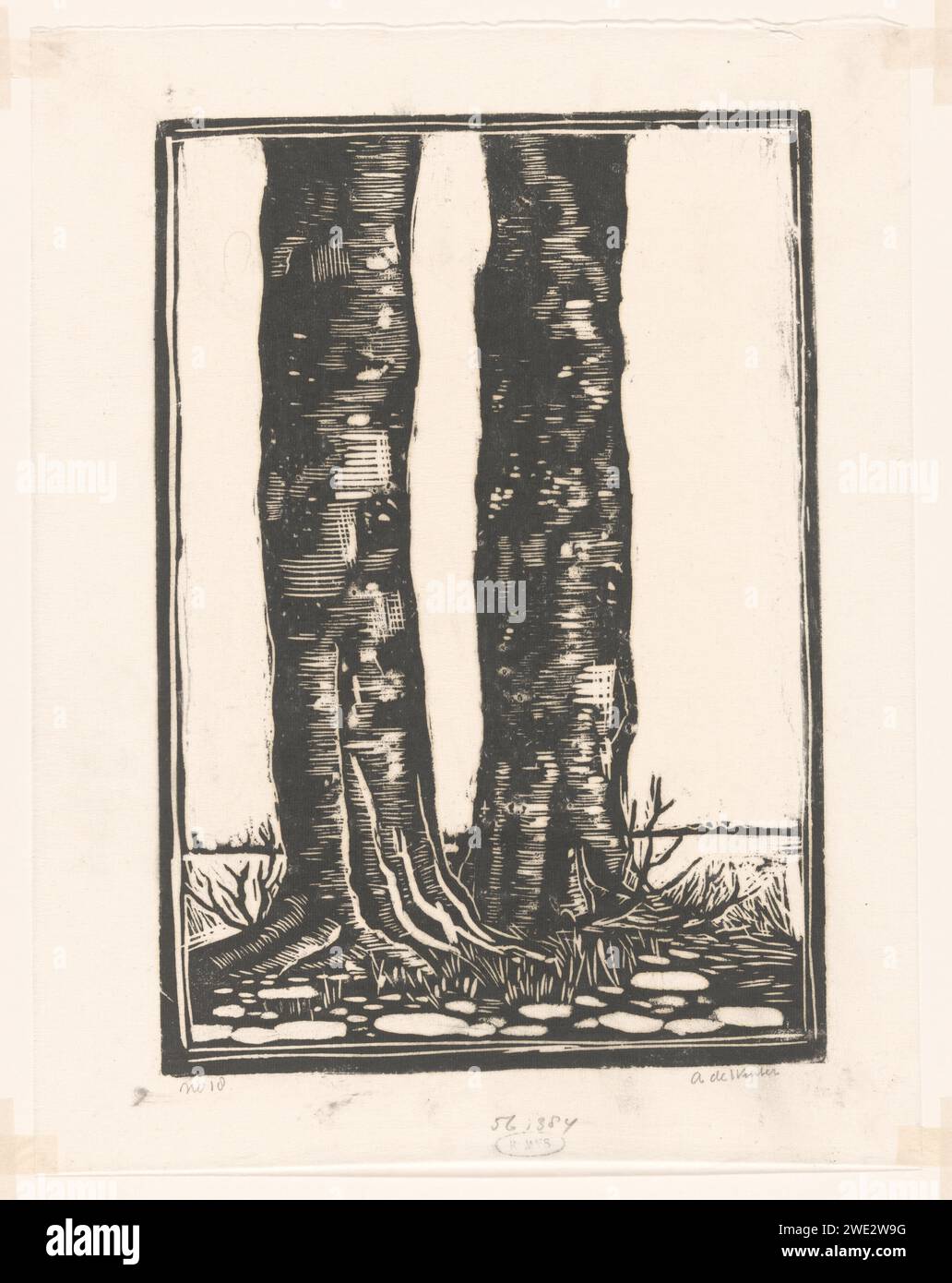 Two tree trunks, Janus de Winter, 1892 - 1951 print Japanese paper ...
