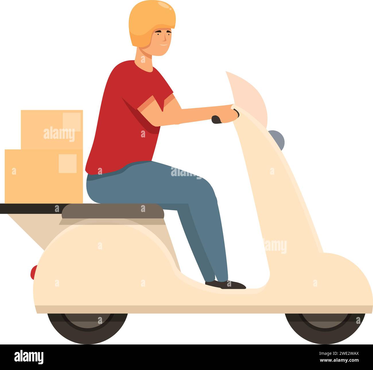 Scooter parcel delivery icon cartoon vector. Worker postman. Vehicle ...
