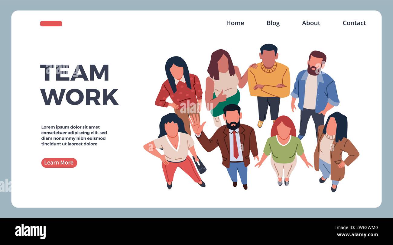 Business team looking up. Teamwork landing page. People reaction or ...