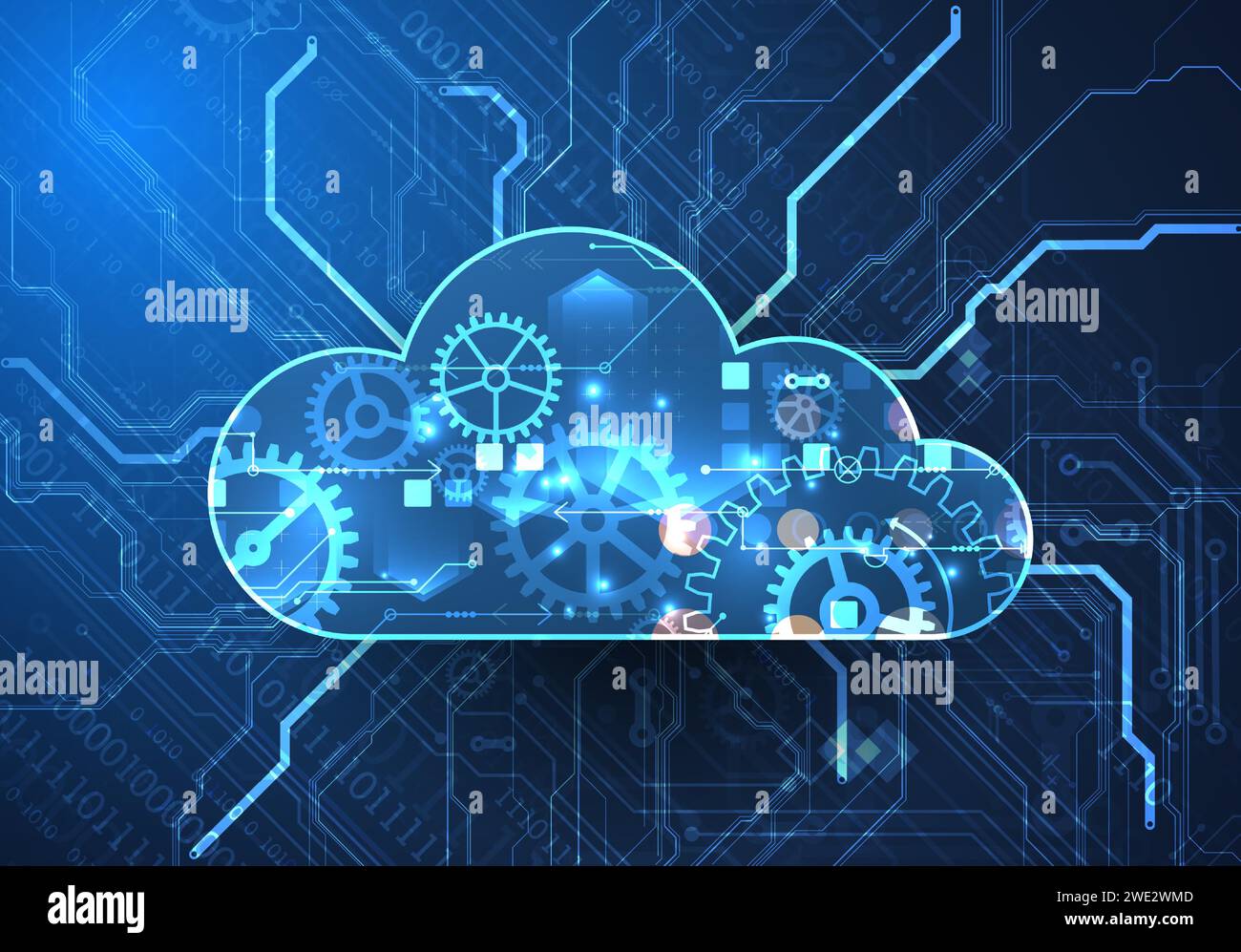 Cloud computing concept.Abstract connection technology background. Hand ...