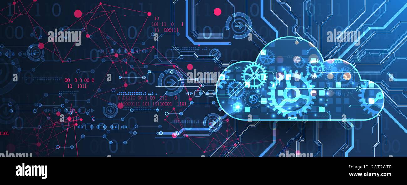 Cloud Computing Concept Abstract Connection Technology Background Hand Drawn Vector Stock