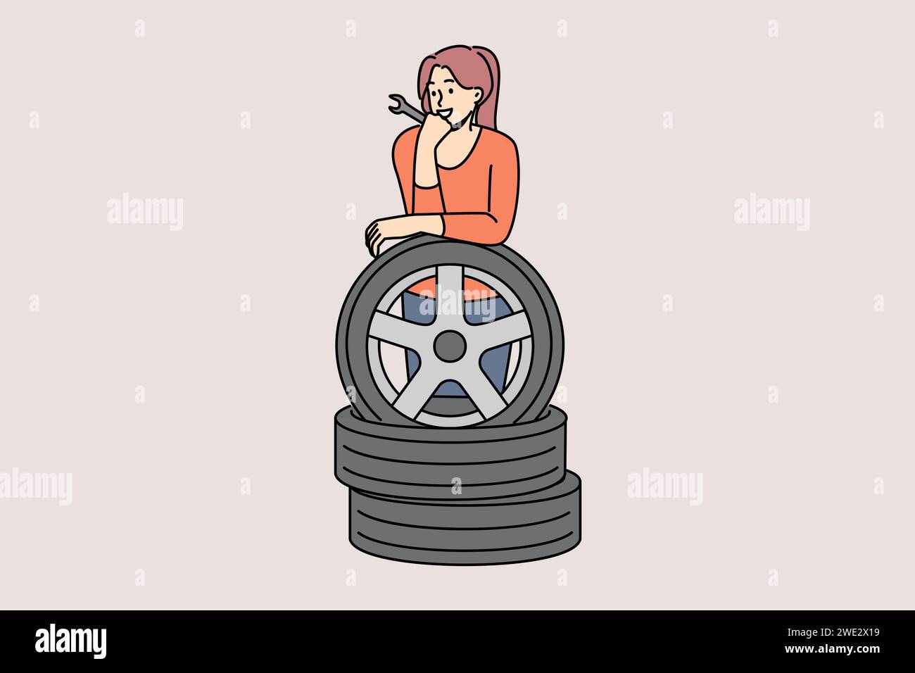 Woman Leans Stock Vector Images Alamy