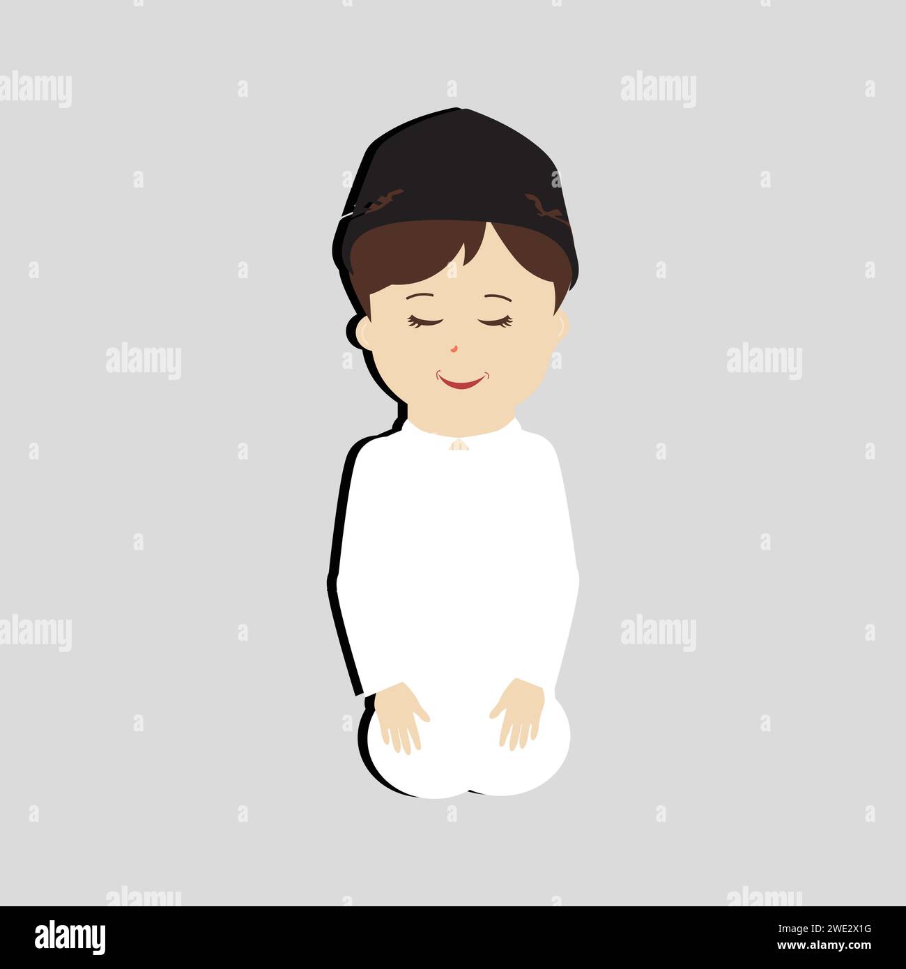 Muslim boy cartoon illustration for ramadan kareem And islamic culture ...