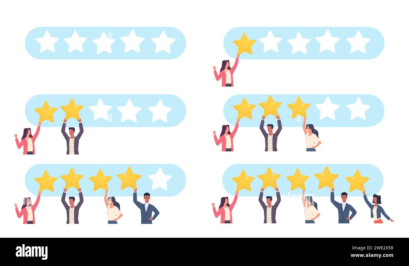 Recruitment of people with stars creating ratings from one star to five ...