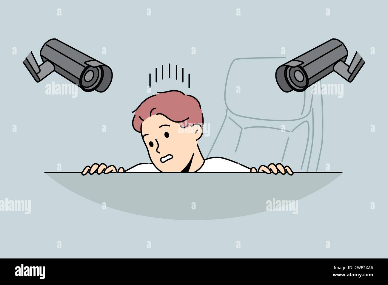 Surveillance cameras above workplace make man feel discomfort and hide ... Surveillance cameras above workplace make man feel discomfort and hide ...