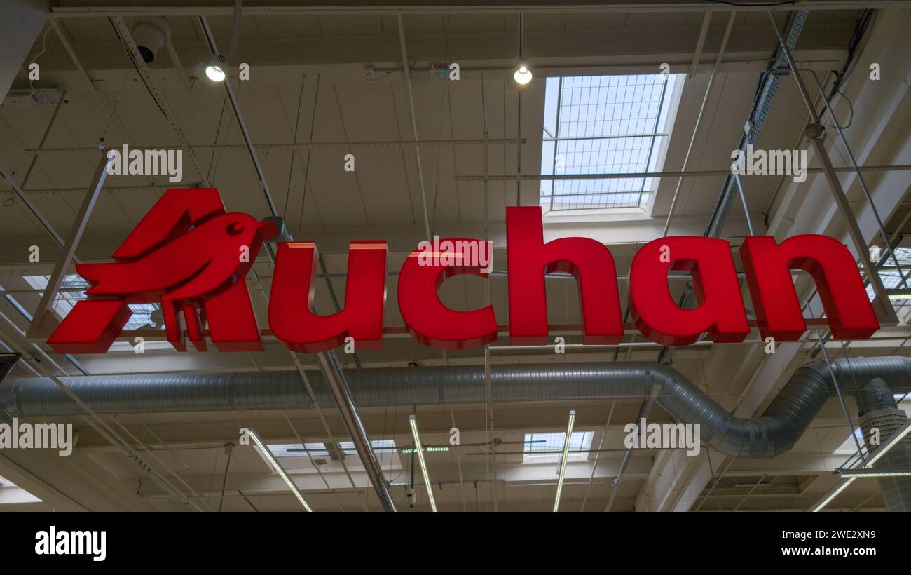 Bordeaux , France - 01 20 2024 : Auchan logo brand and text sign on ...