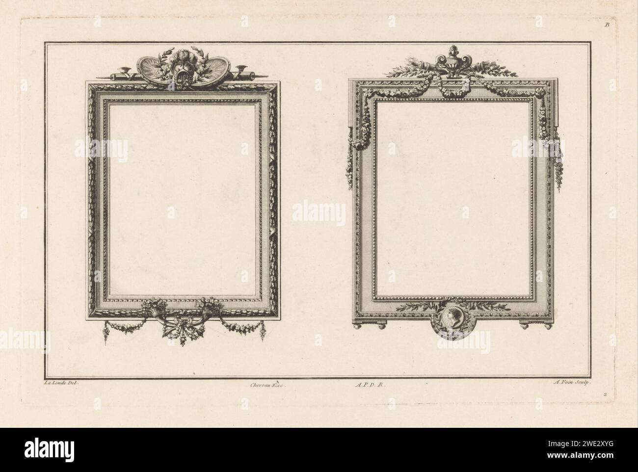 Two rectangular frames, Augustin Foin ,, After Richard de Lalonde, 1784 ...